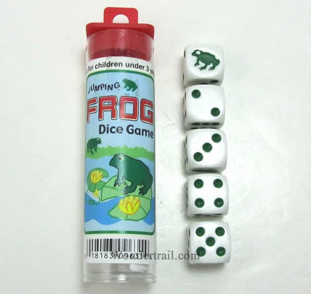 Frog Dice Game White Opaque with Green D6 16mm (5/8in) Koplow Games ...