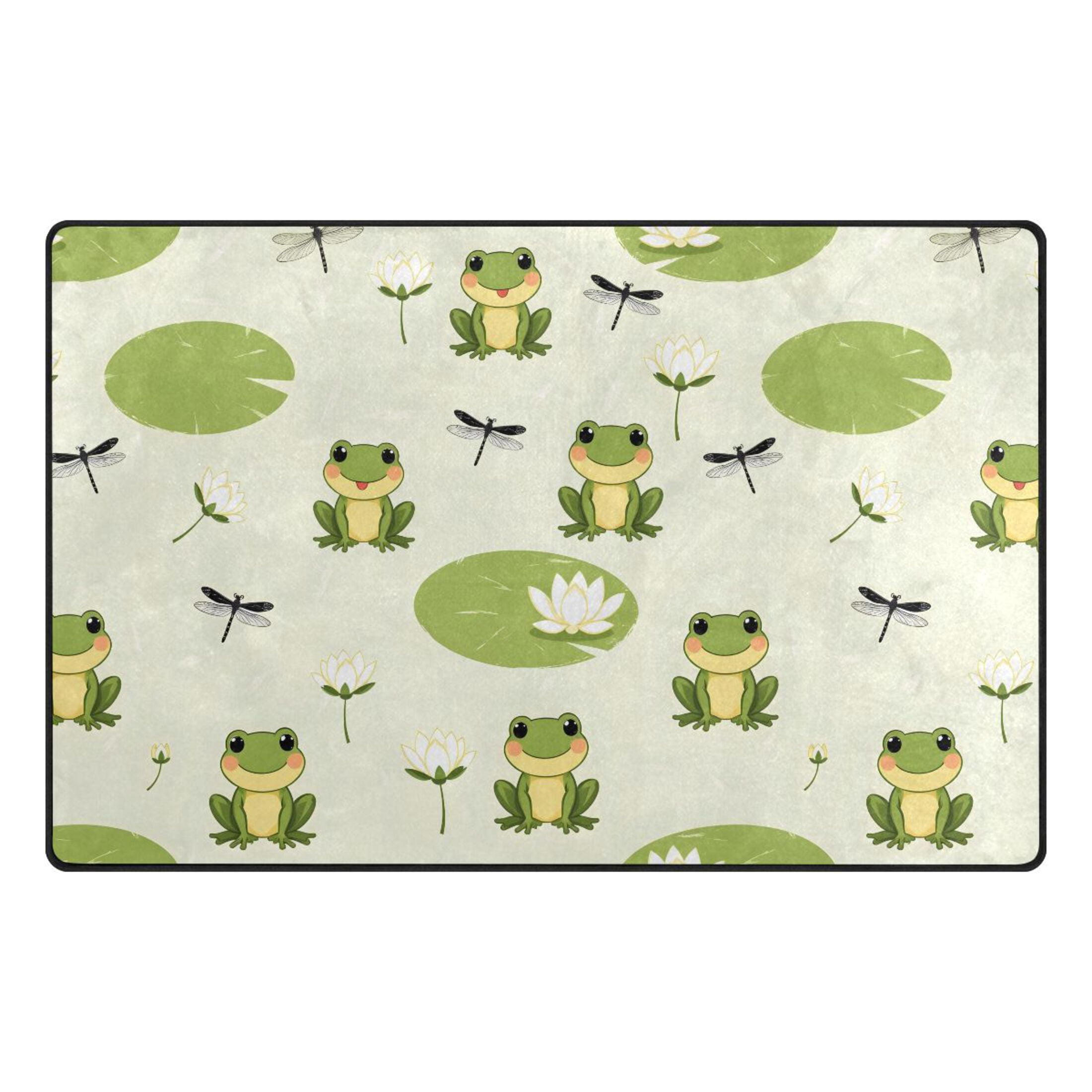 Frog Dragonfly Lotus Flower Memory Foam Area Rug 31"x20" Non Slip ...