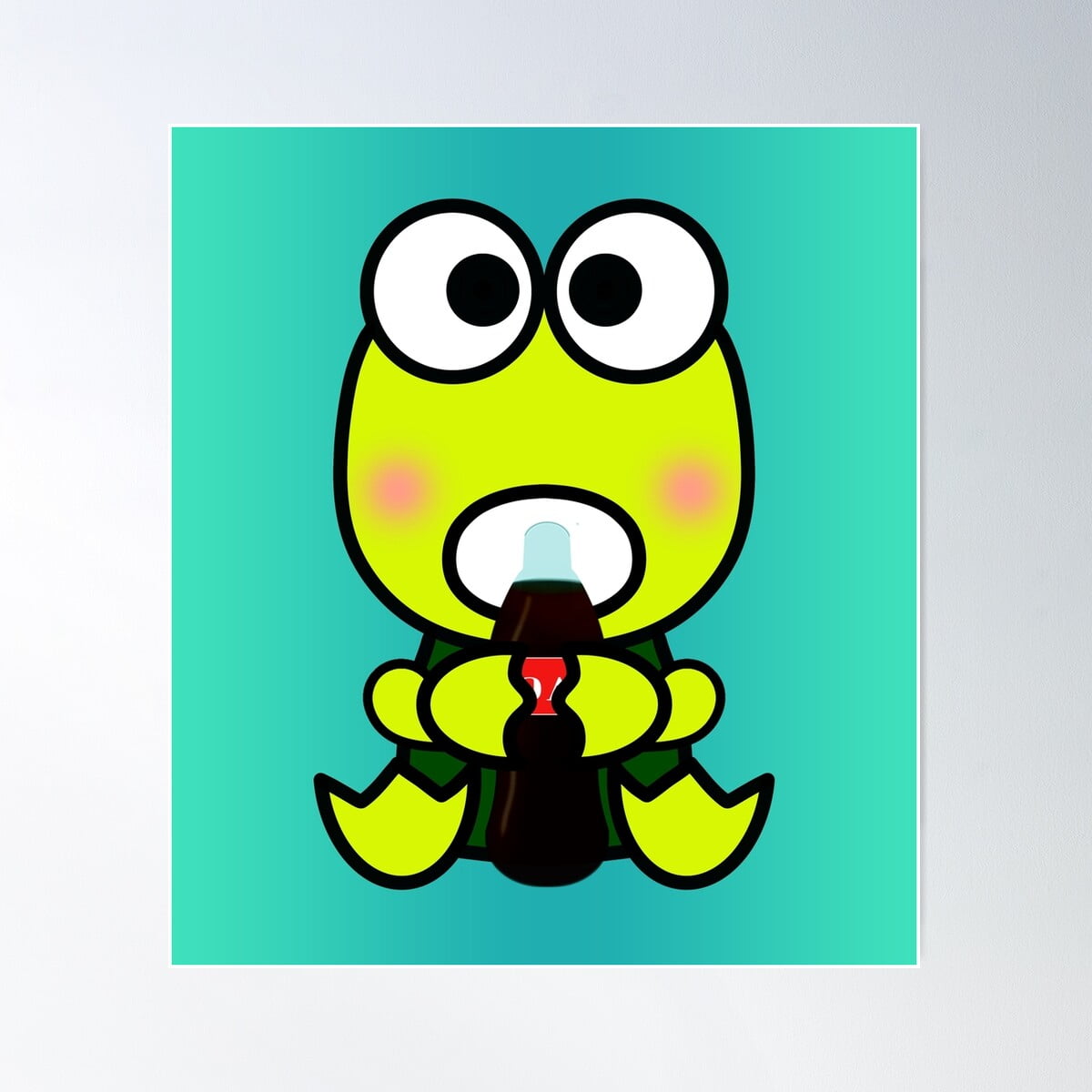 Frog Drinking Cola Poster Wall Art, Modern Wall Decor For Living Room ...