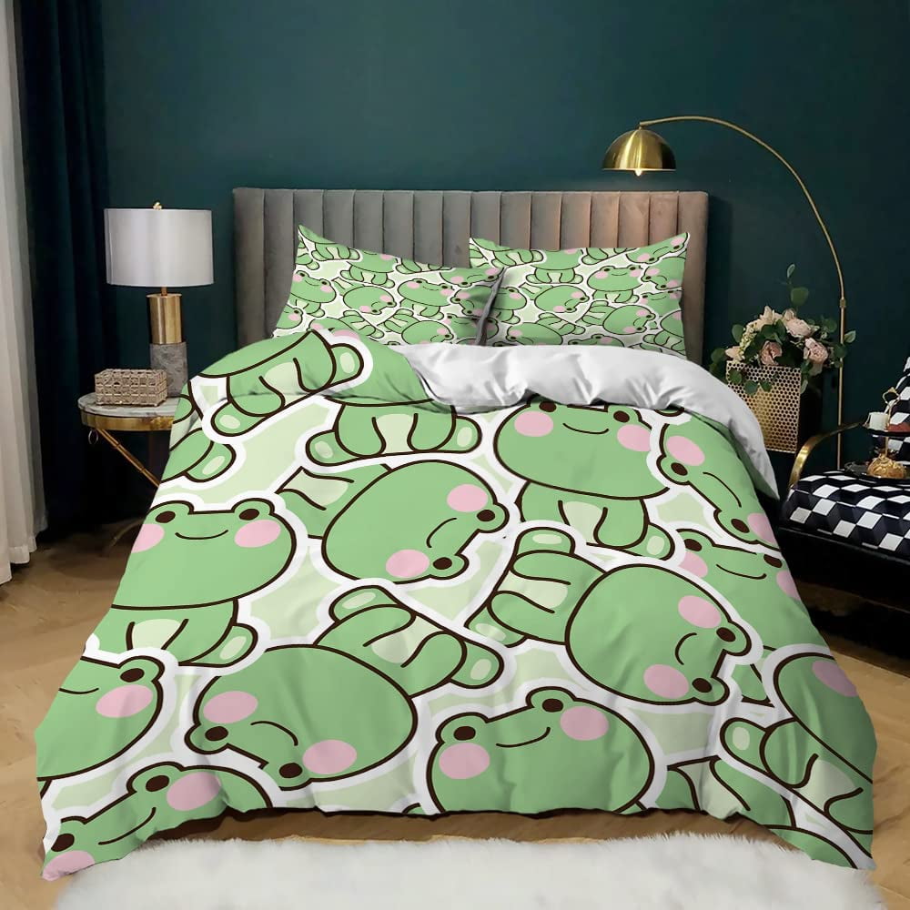 Frog Duvet Cover Set,Cartoon Frog Bedding Set,Comforter Cover Set for ...