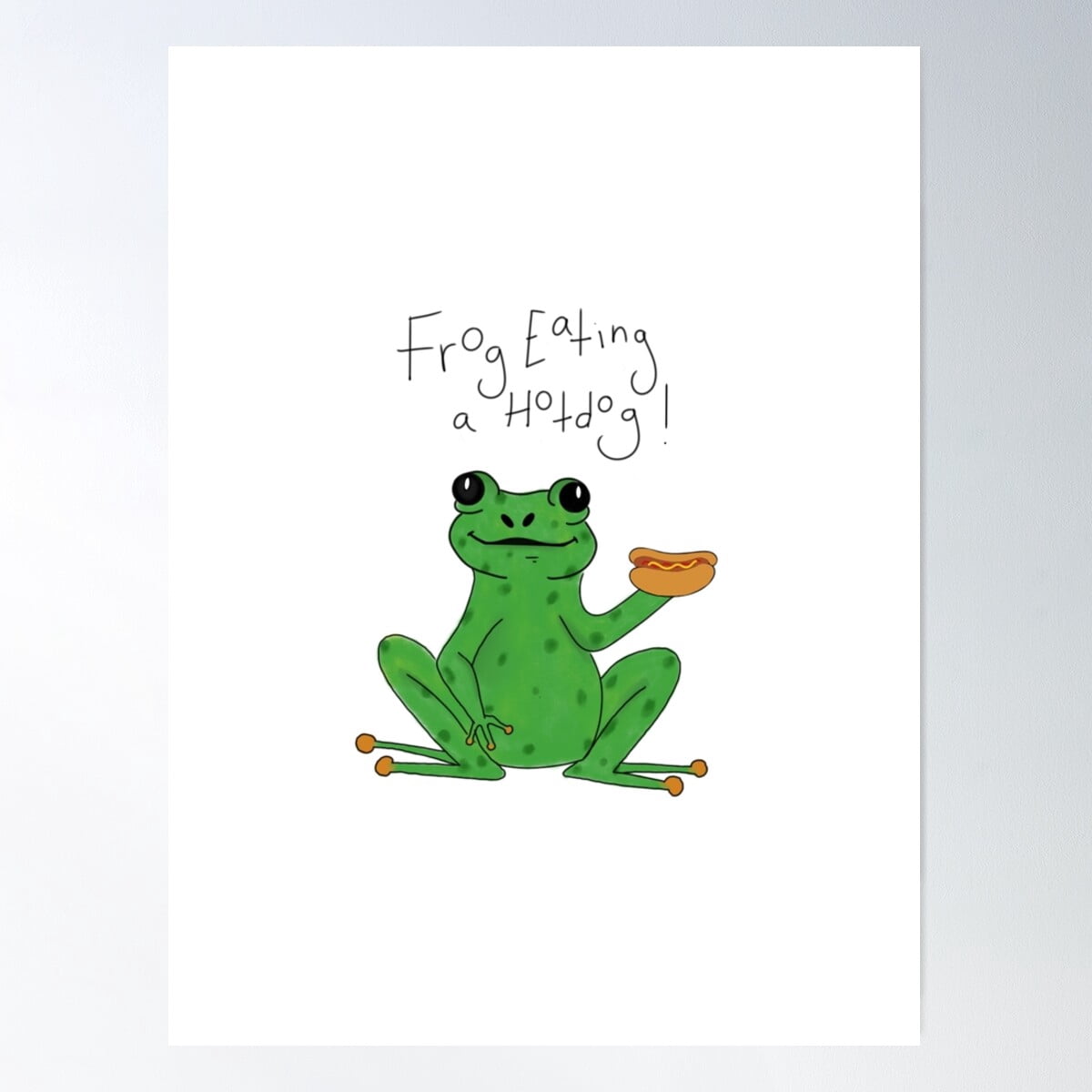 Frog Eating A Hotdog! Poster Wall Art, Modern Wall Decor For Living ...