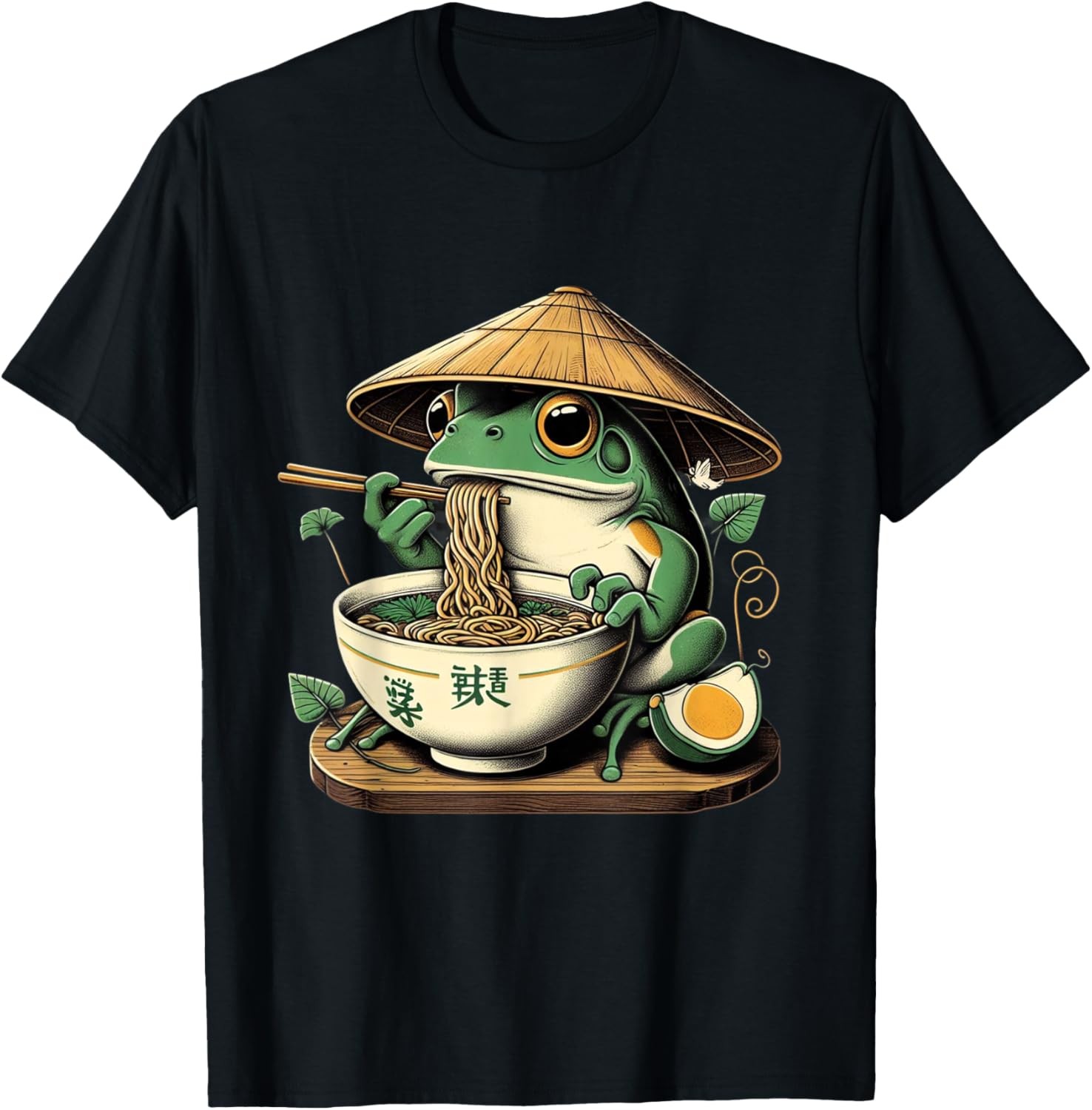 Frog Eating Ramen Kawaii Neko Japanese Noodles Anime Lovers T-Shirt ...