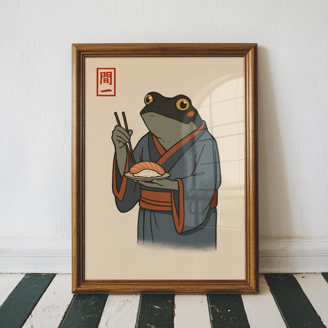 Frog Eating Sushi Japanese Art Ukiyo-e Style, Unframed Canvas - Walmart.com