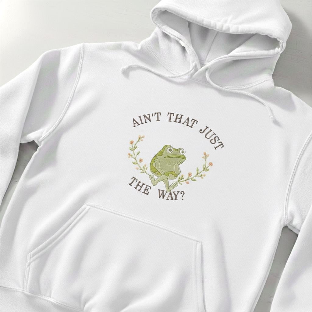 Frog Embroidery Hoodie, Cottagecore Aesthetic Sweatshirt, Botanical ...