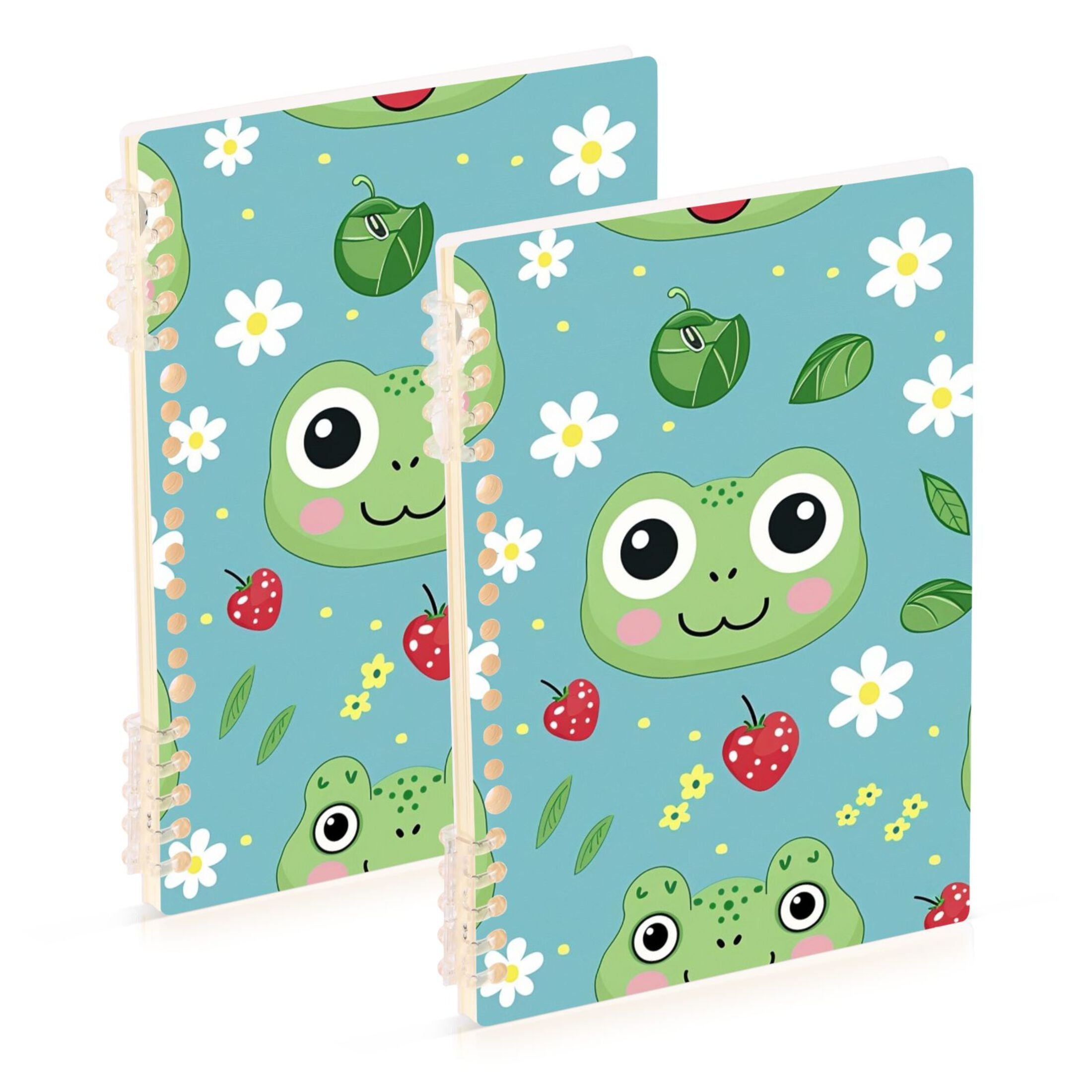 Frog Face Leaf Strawberry Flower Notebooks 2 Pcs 1-subject Journal 60 ...