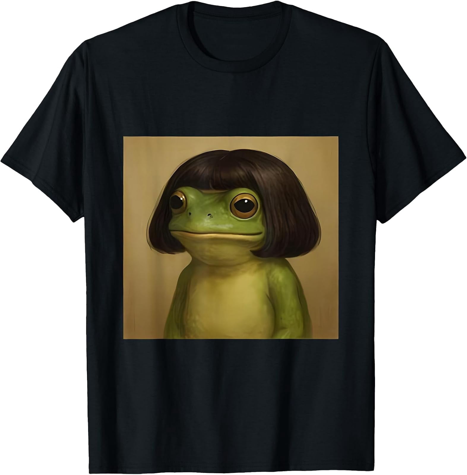 Frog Face with Bob Haircut Meme Funny Frog Girls Frog Lover T-Shirt ...