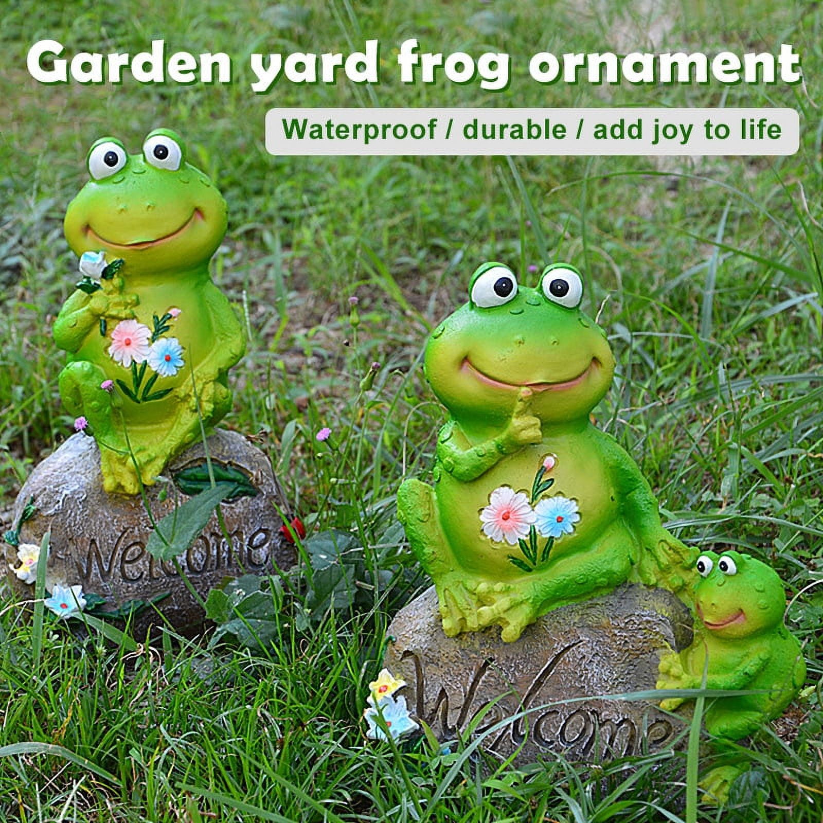 Frog Family Welcome Statue Decoration Resin Cartoon Animal Figurines ...