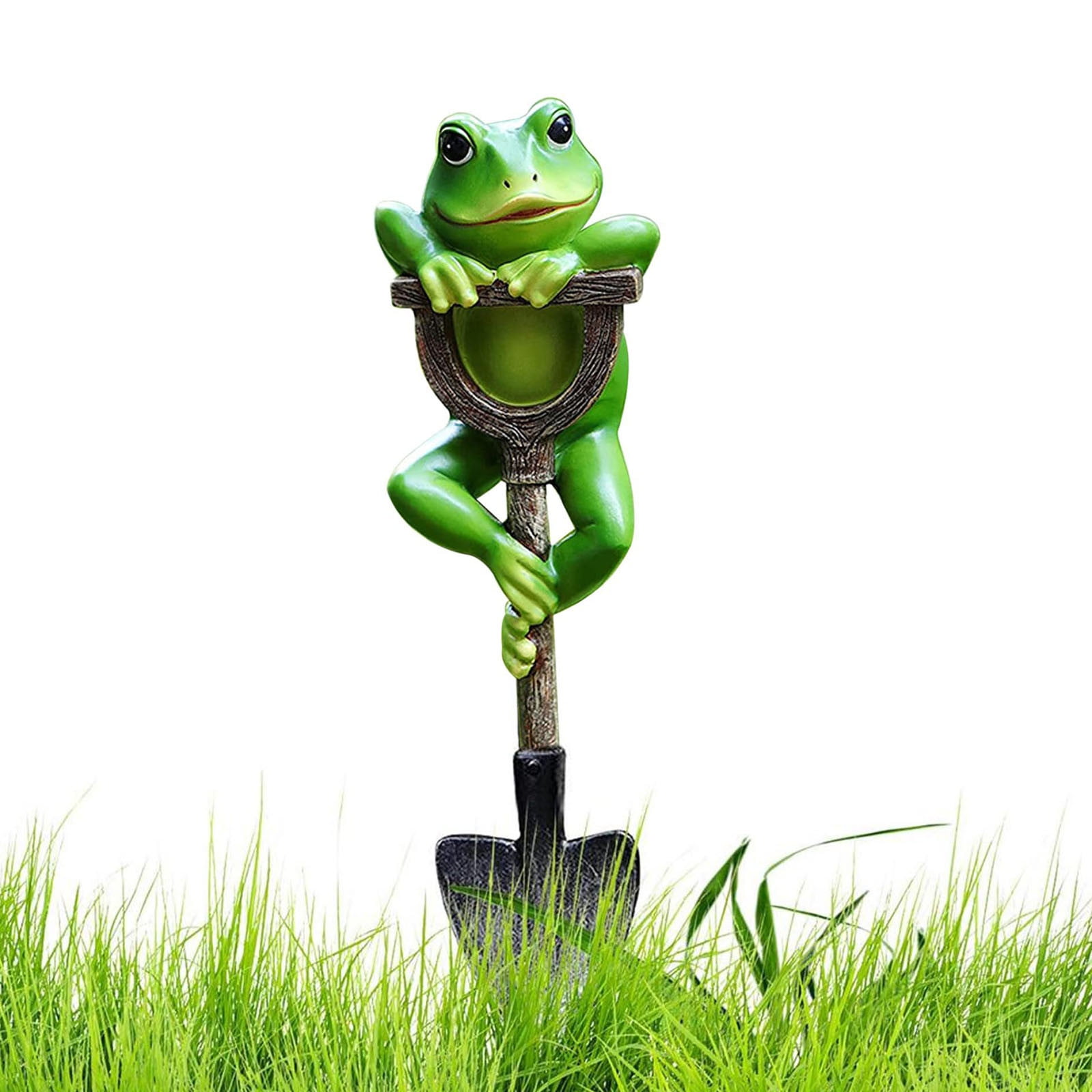Frog Figurine Garden Statue Outdoor Decoration Frog with Shovel Plant ...