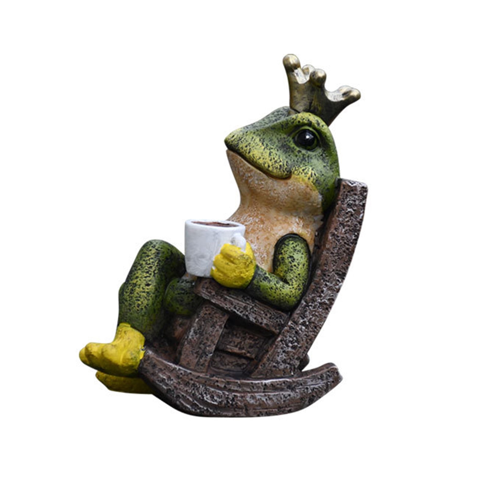 Frog Figurine Vivid Appearance Resin Cute Animal Crown Frog Statue ...