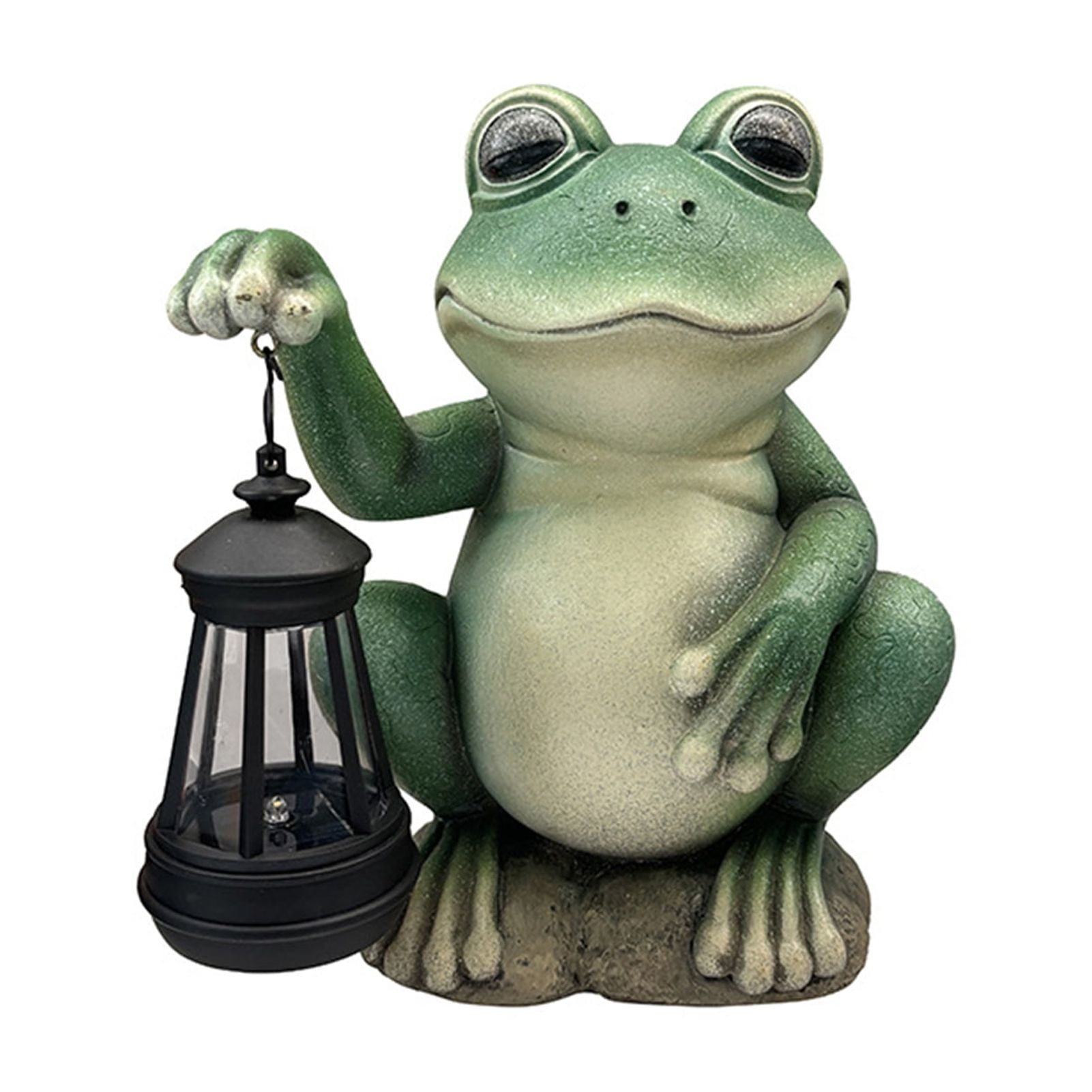 Frog Figurine with Solar Lantern Green Frog Light Resin Statue ...
