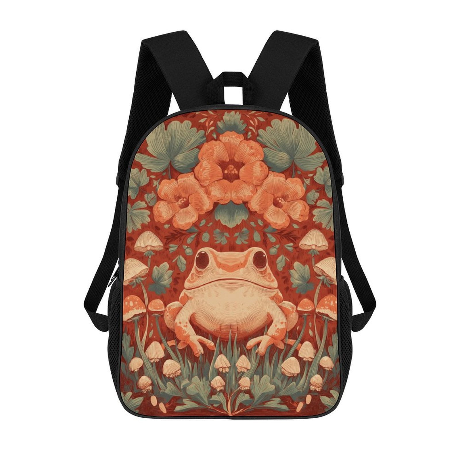 Frog Floral Autumnal Scene Art Backpacks for Backpack for Bookbag ...