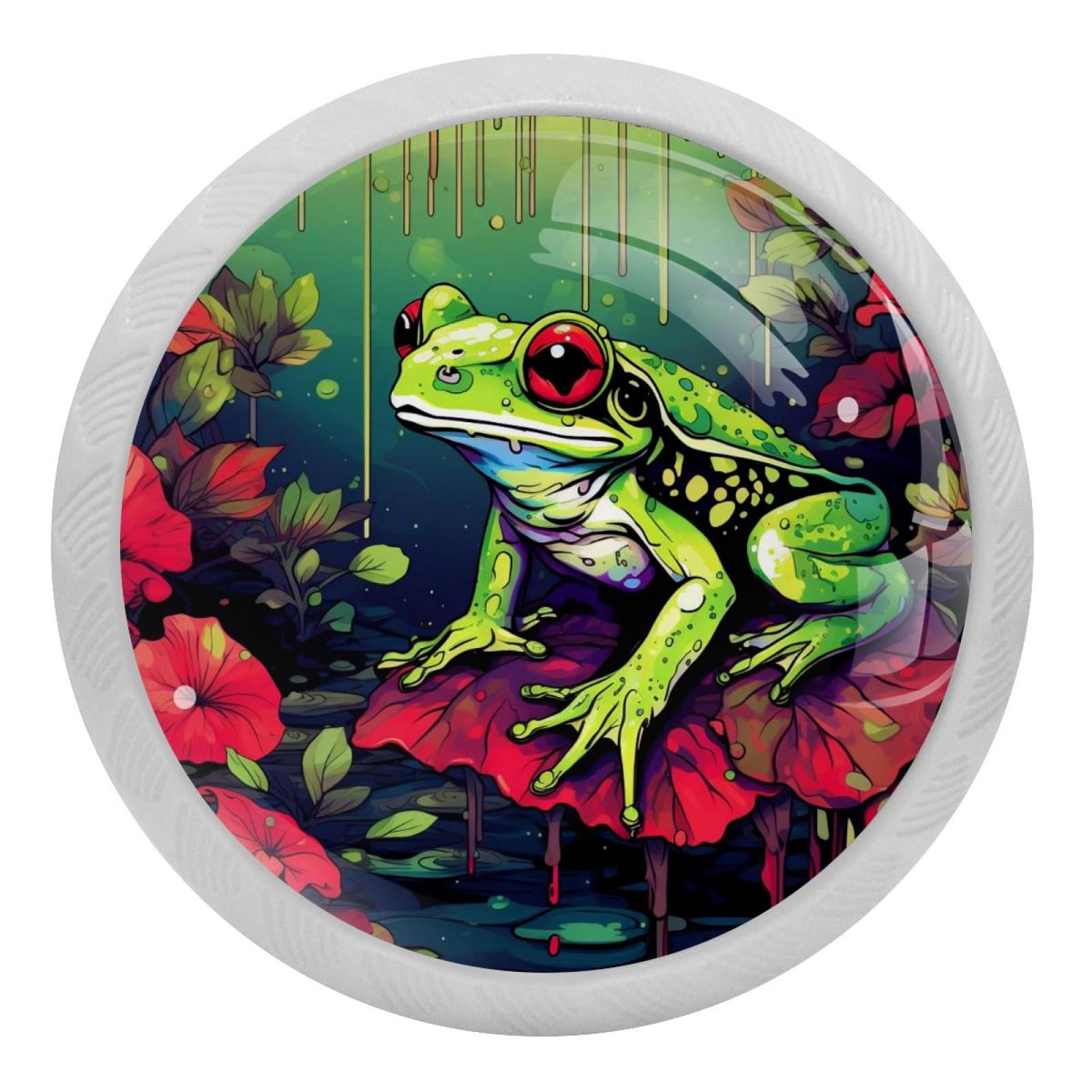 Frog Fluorescent Drawer Pulls with Screws: Round 4-Pack of Glow-in-the ...