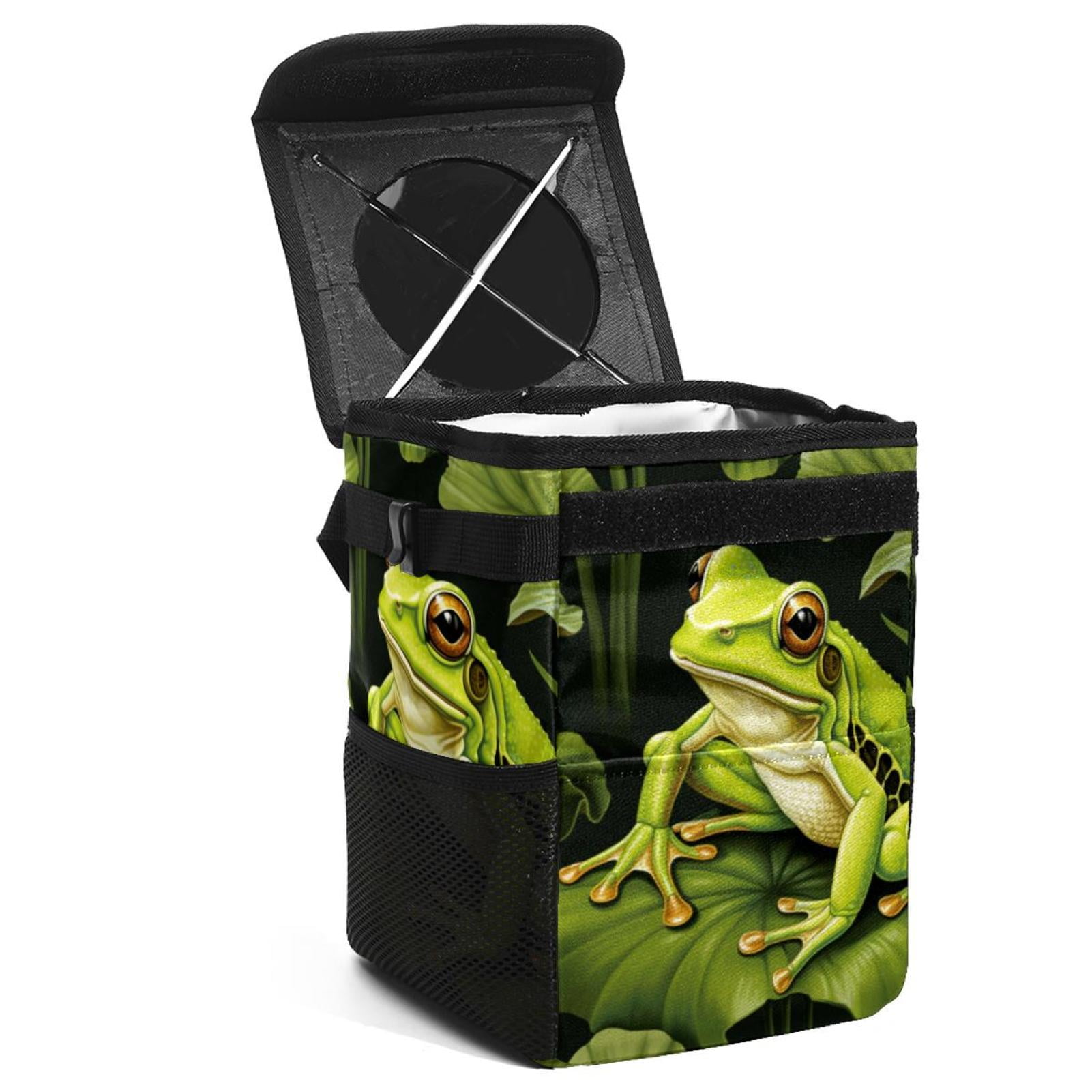Frog Foldable Car Trash Can with Lid, Leak-Proof, and Hanging Storage ...