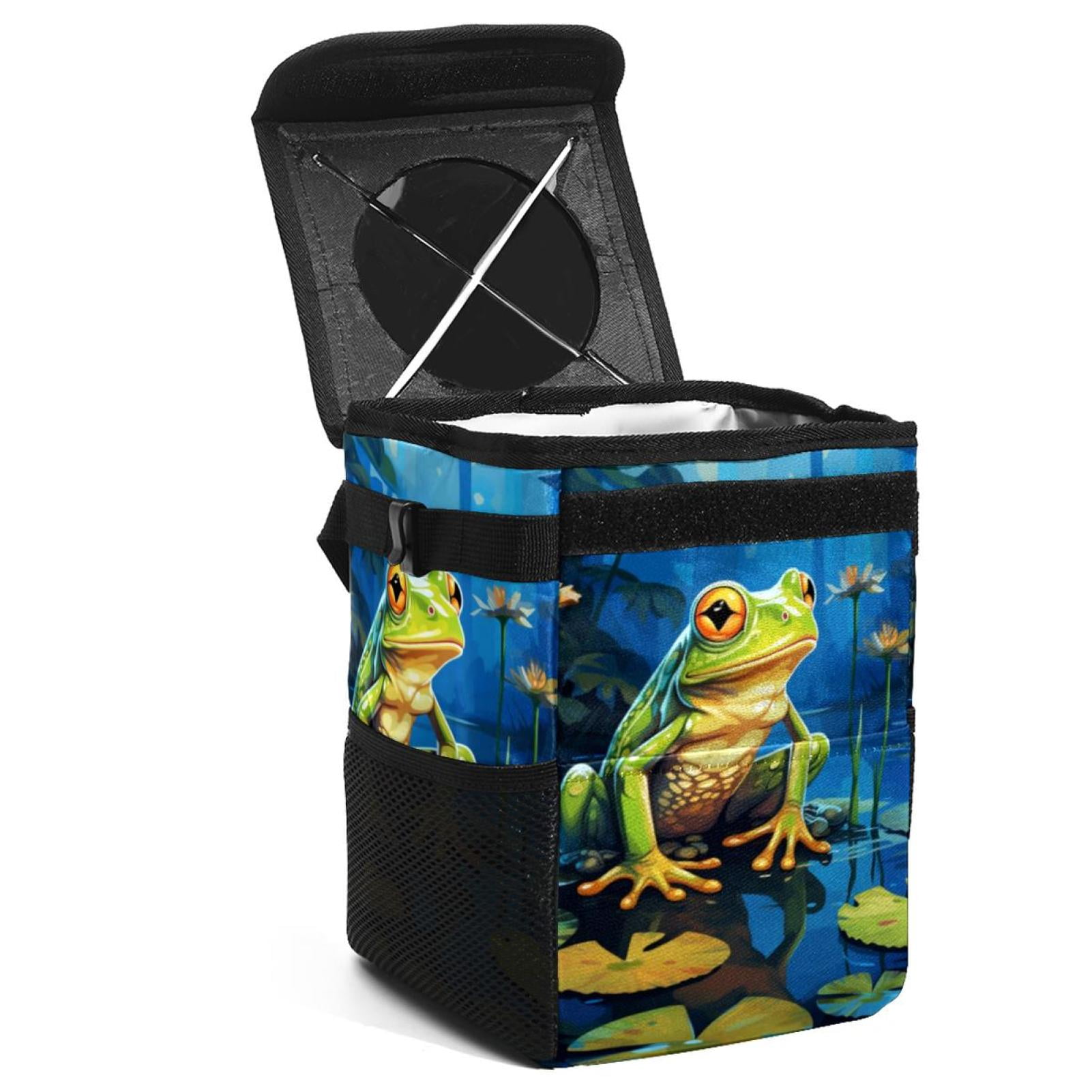 Frog Foldable Car Trash Can with Lid and Leak-Proof Hanging Storage Bag ...