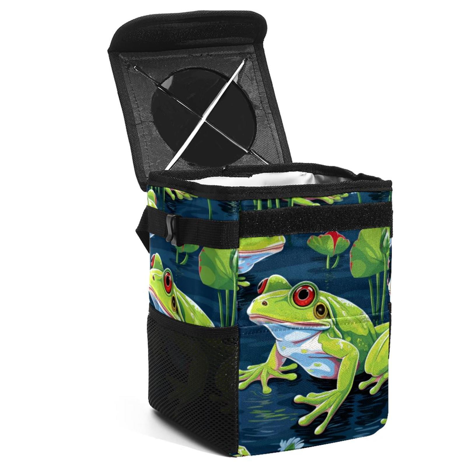 Frog Foldable Mini Trash Can for Car with Lid, Leak-Proof, and Hanging ...