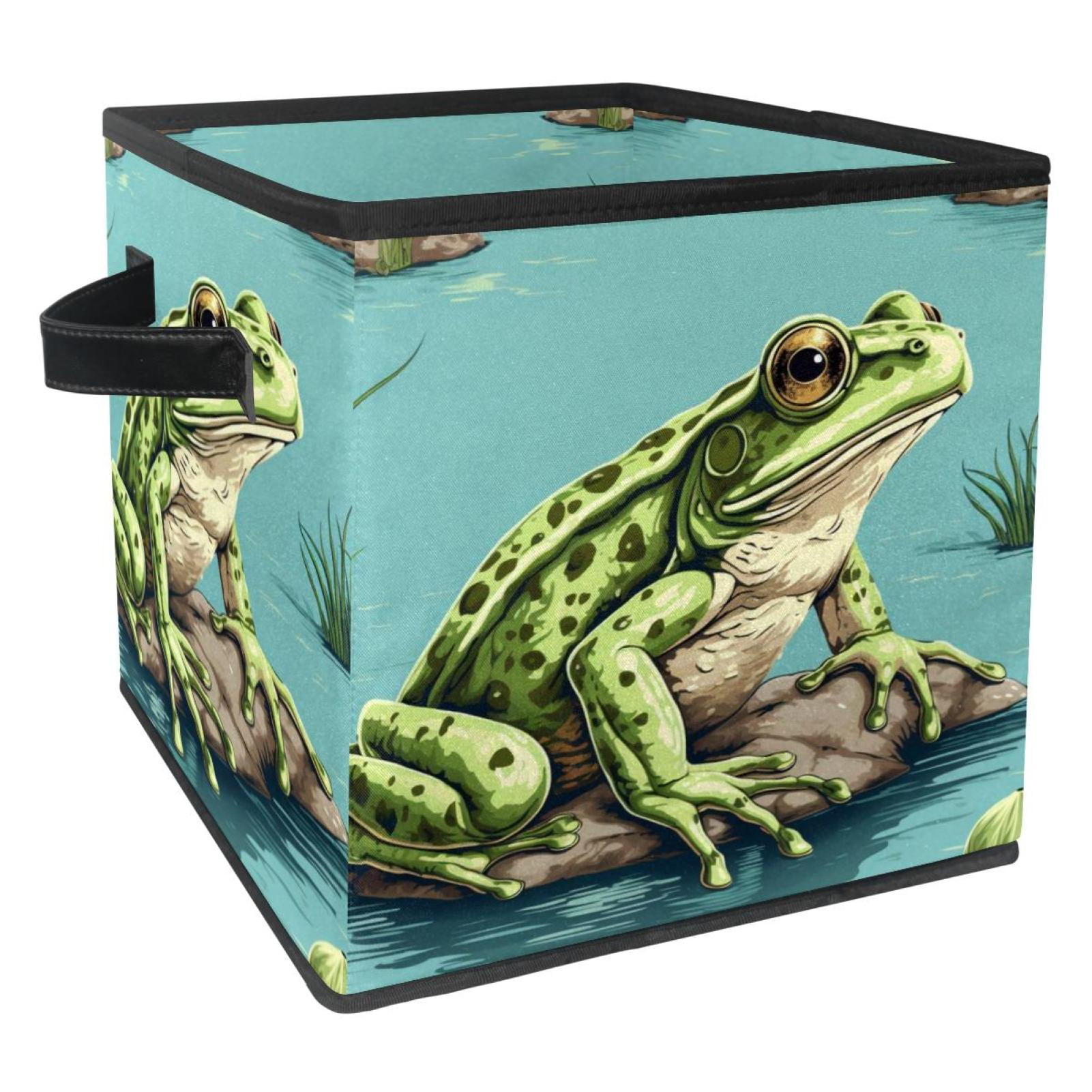 Frog Foldable Storage Basket with Handle, 10.8"x10.5"x10.6" Large ...