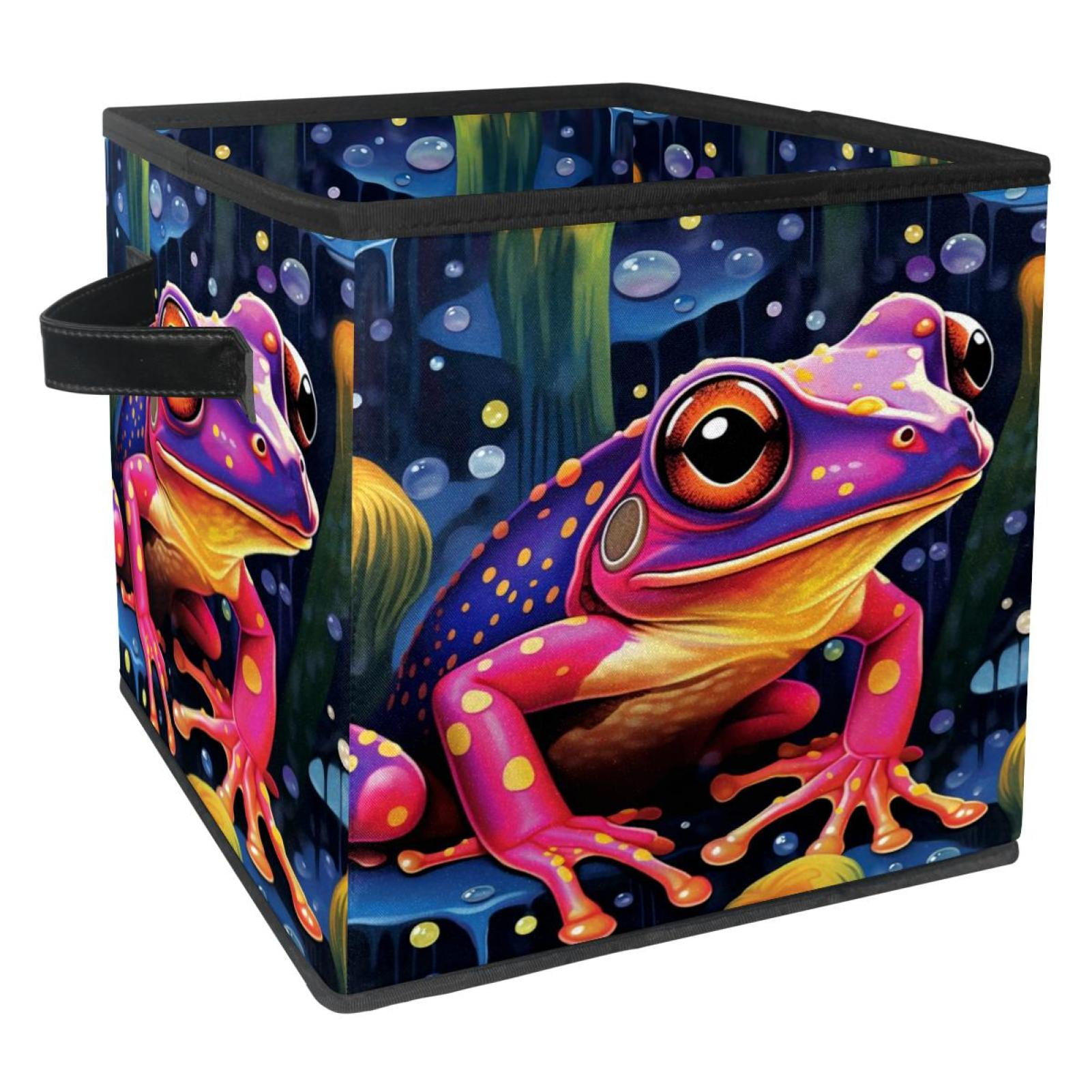 Frog Foldable Storage Basket with Handle, 10.8"x10.5"x10.6", Large ...