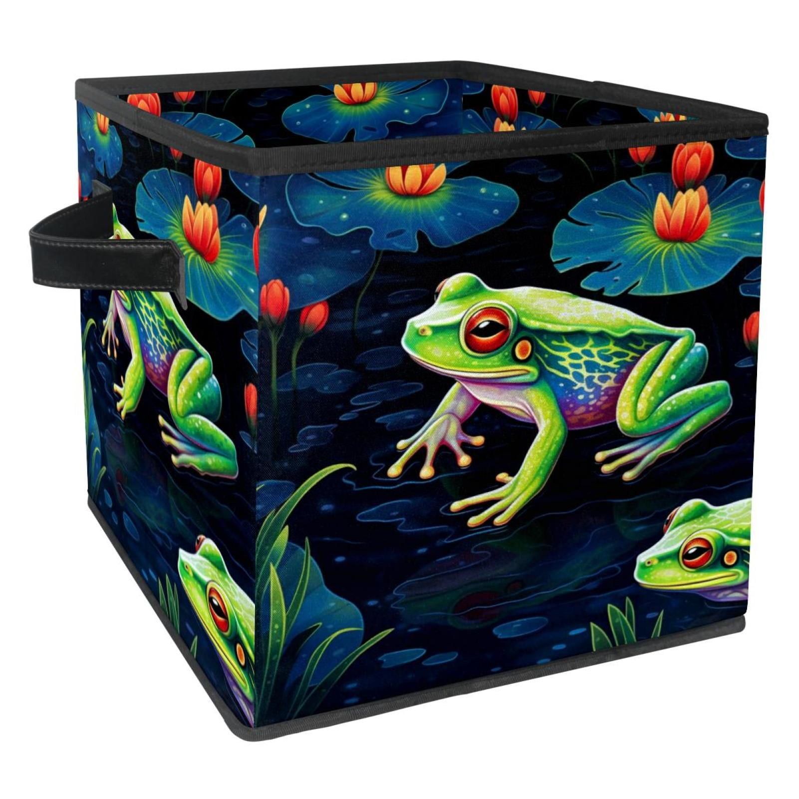Frog Foldable Storage Basket with Handle, Large Capacity 10.8"x10.5"x10 ...
