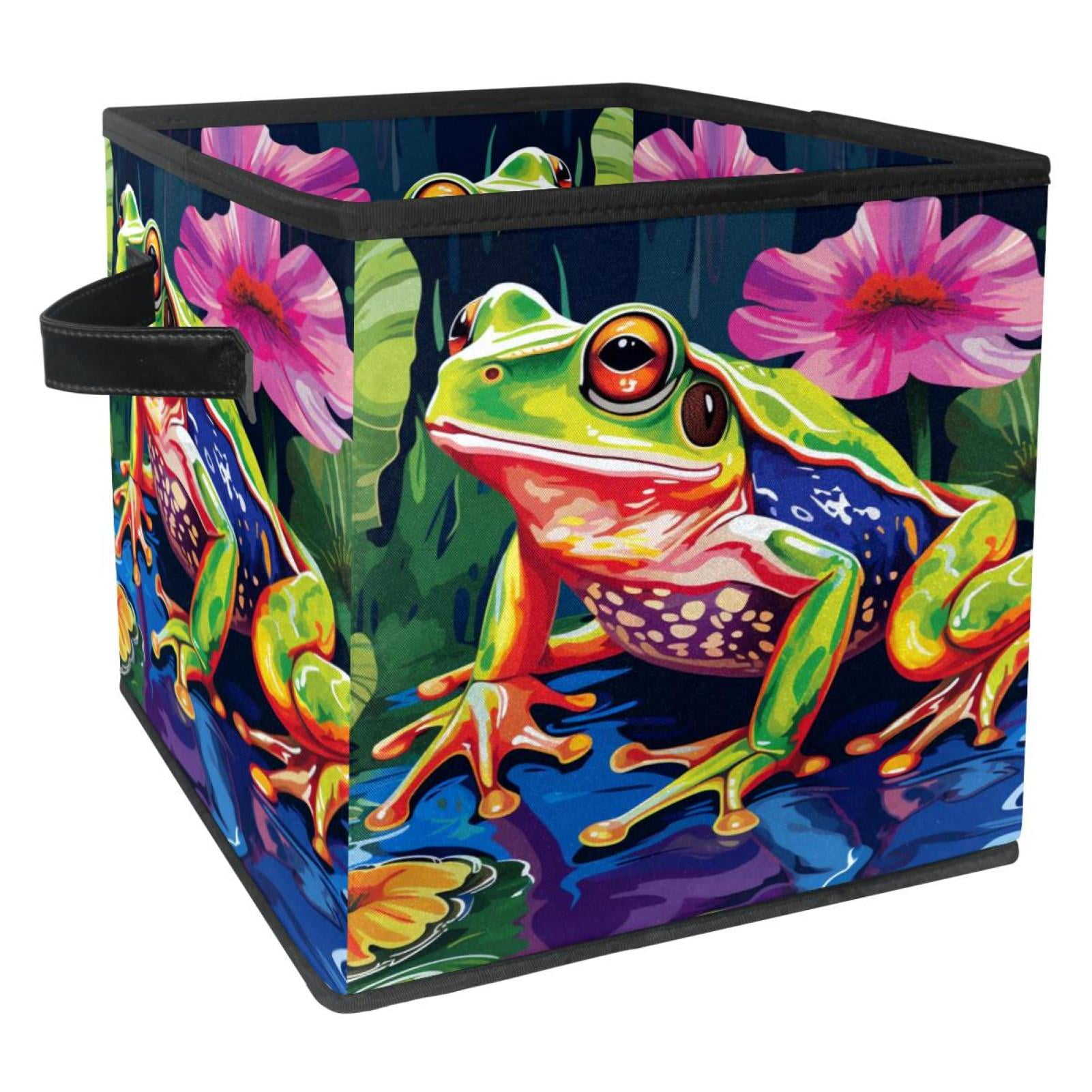 Frog Foldable Storage Bins with Handle, 10.8"x10.5"x10.6", Large ...
