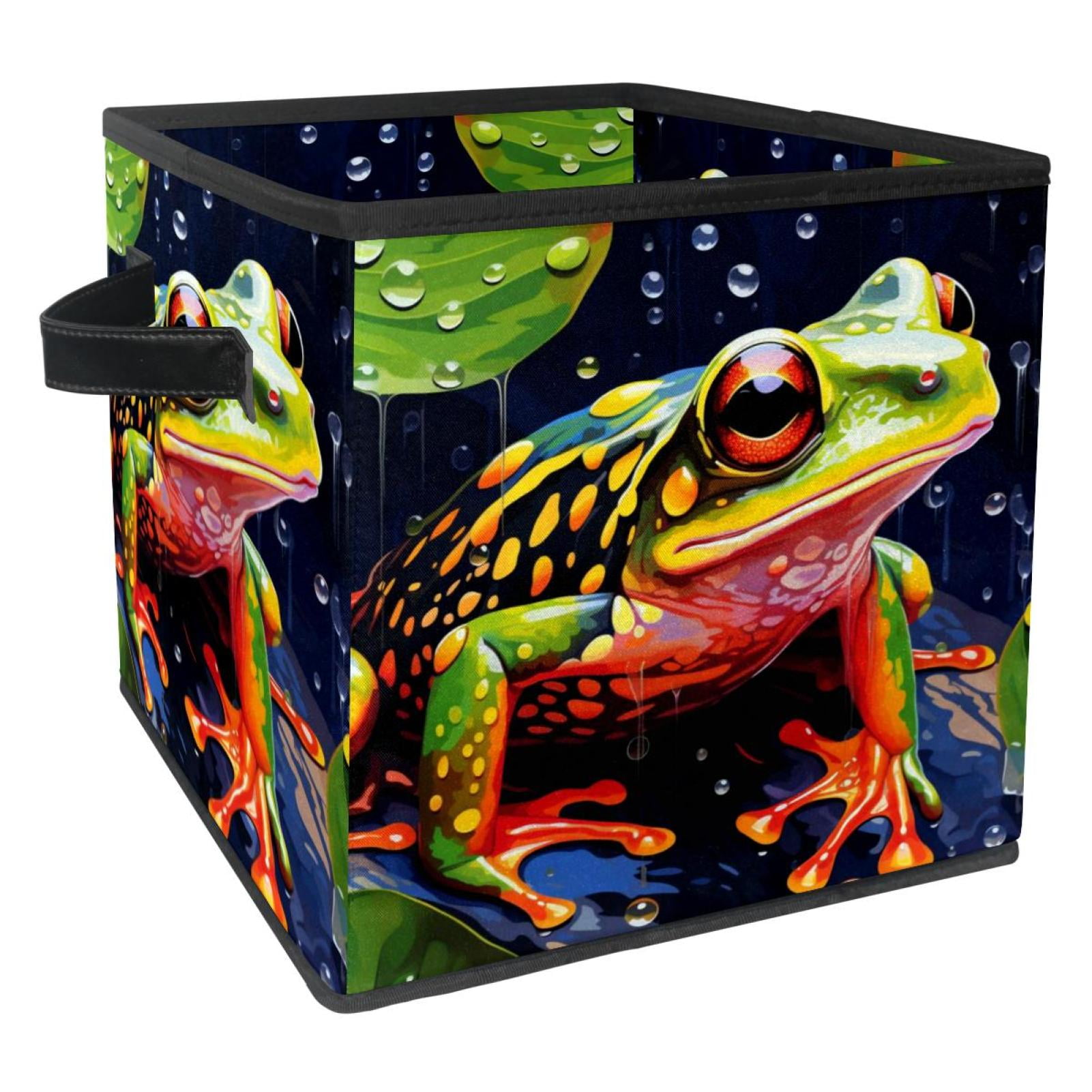 Frog Foldable Toy Box with Handle, 10.8"x10.5"x10.6", Large Capacity ...