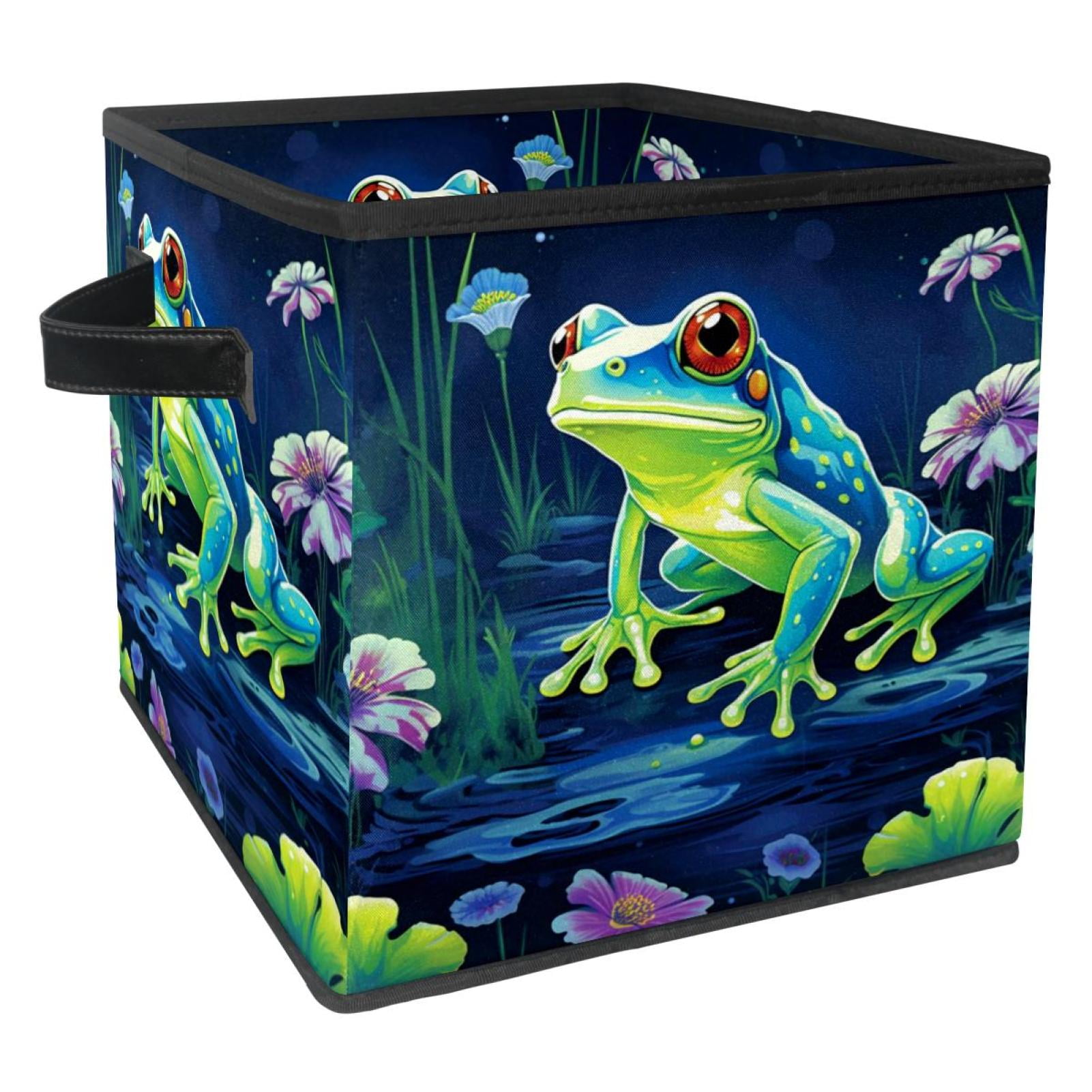 Frog Foldable Toy Box with Handle, 10.8"x10.5"x10.6", Large Capacity ...