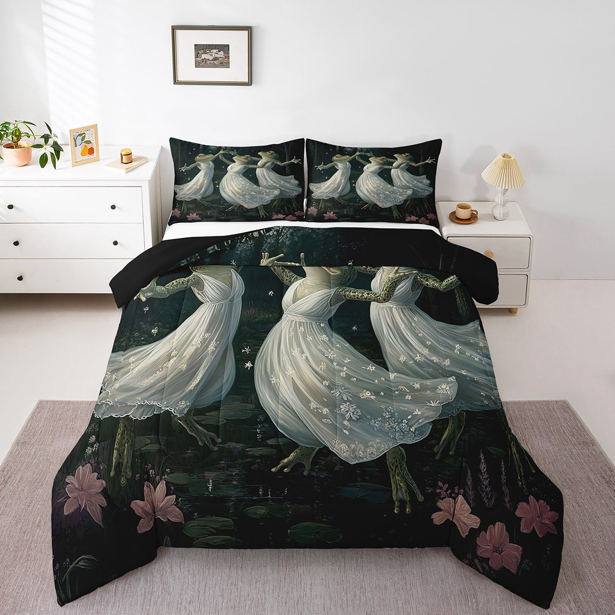 Frog Funny Comforter Set Full Size,Ballet Dance Cute Wild Animal ...