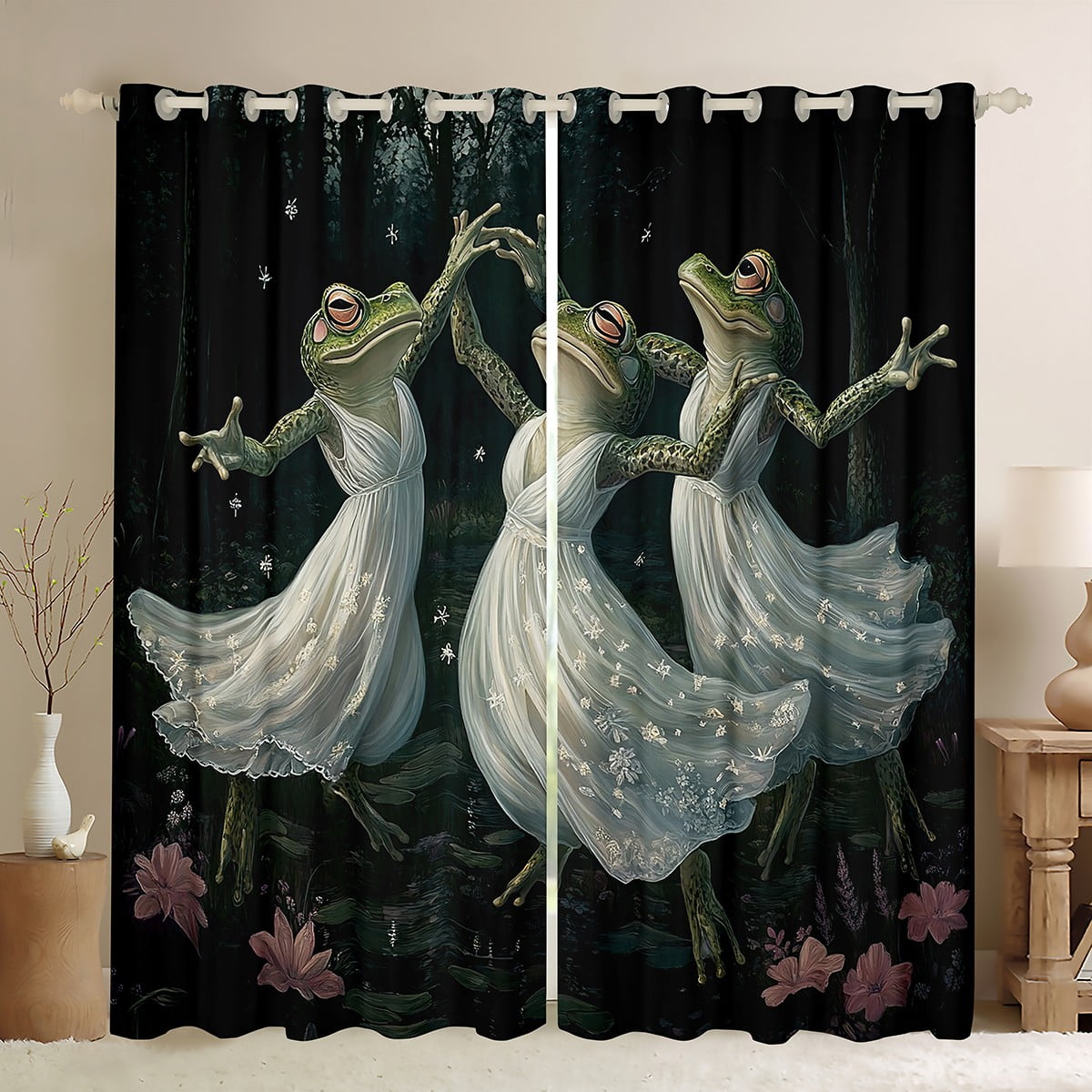 Frog Funny Window Drapes Blackout 30%-50%,Ballet Dance Cute Wild Animal ...