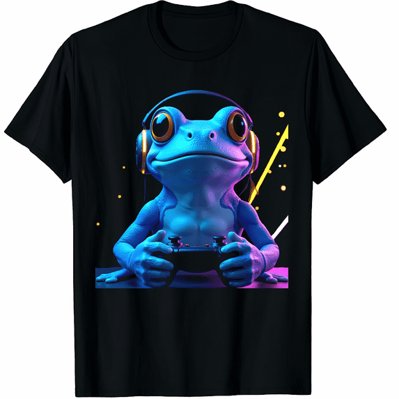 Frog Gaming Animal Video Games Funny Frog Graphic Black T-Shirt for Men ...