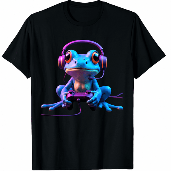 Frog Gaming Animal Video Games Funny Frog Graphic Black T-Shirt for Men ...