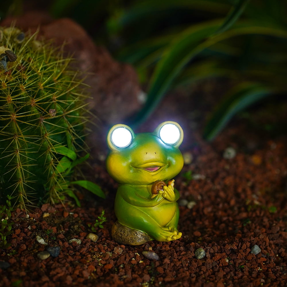Frog Garden Statue Solar Light Outdoor Decor Frog Figurine for Outdoor ...