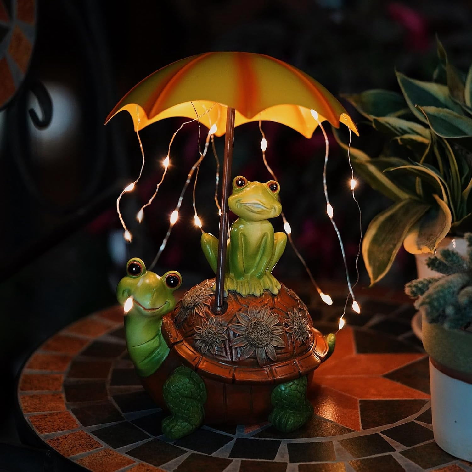Frog Garden Statue/Turtle Statue Solar Lamp Cute Frog/Turtle Resin ...