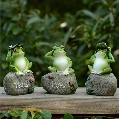 Frog Garden Statues, Frogs Sitting on Stone Sculptures, Outdoor Garden ...