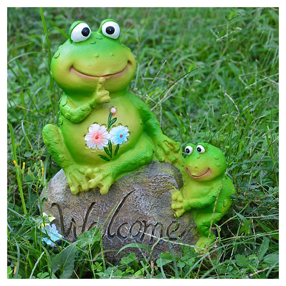 Frog Garden Statues Outdoor Decor Cute Frog Animal Sculpture With Solar ...