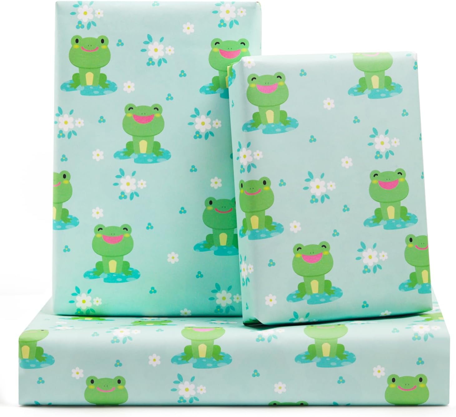 Frog Gift Wrapping Paper for Kids Baby Girls Boys, 6 Sheets Lotus Leaf ...