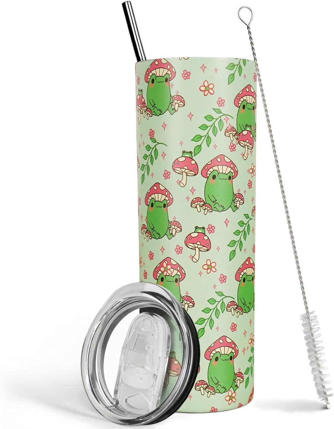 Frog Gifts for Women,Cute Green Kawaii Frog Mushroom 20 Oz Tumbler with ...