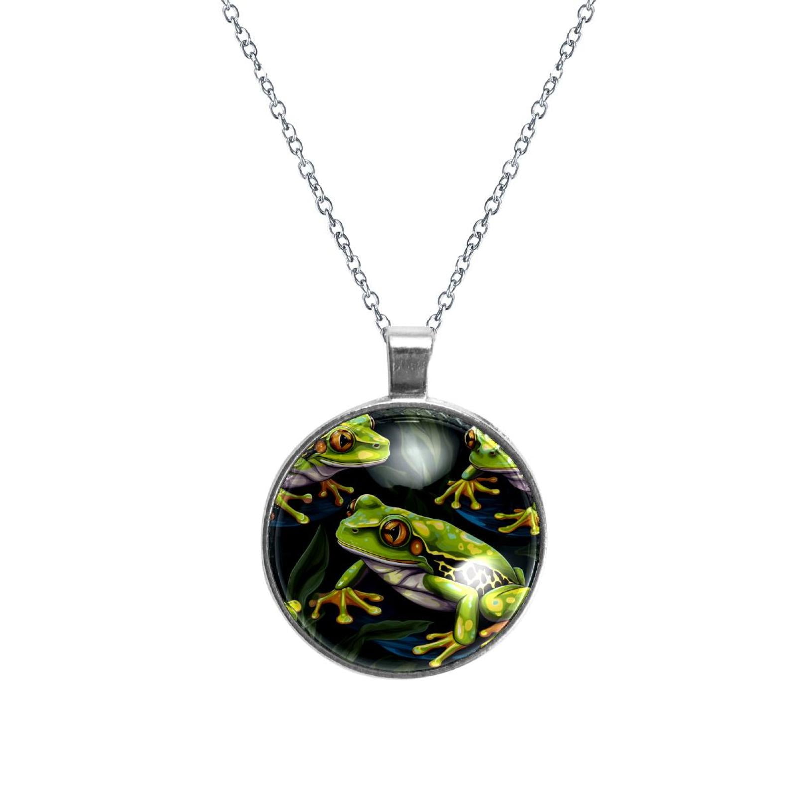Frog Glass Circular Pendant Necklace - Dazzling Jewelry for Women ...