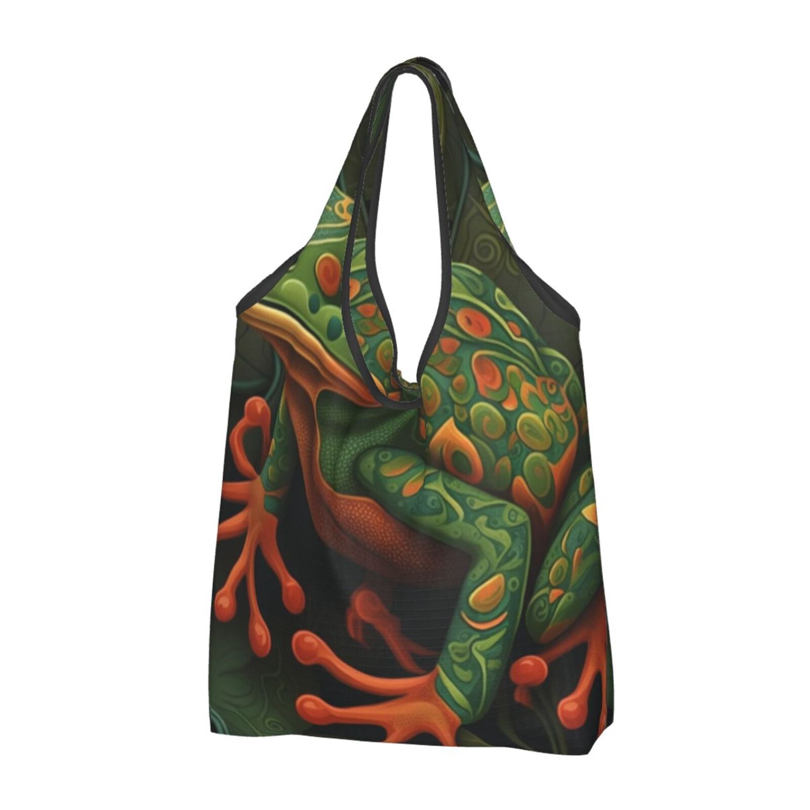Frog Green Reusable Grocery Bags Shopping Totes Foldable Washable Pouch ...