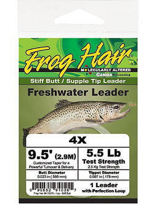 Frog Hair 1x 9.5' Stiff Butt / Supple Tip Tapered Leader - Walmart.com