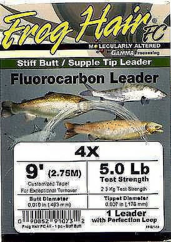Frog Hair 4x 9' Fluorocarbon Tapered Leader - Fly Fishing - Walmart.com