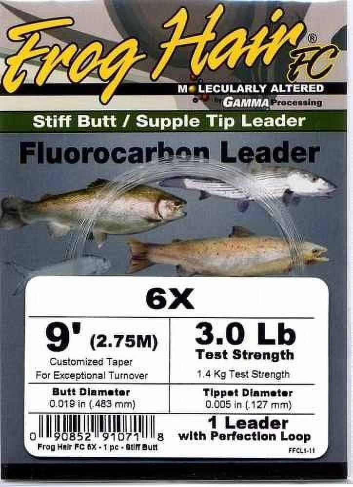 Frog Hair 9ft 1X Fluorocarbon Tapered Leader - Fly Fishing - Walmart.com