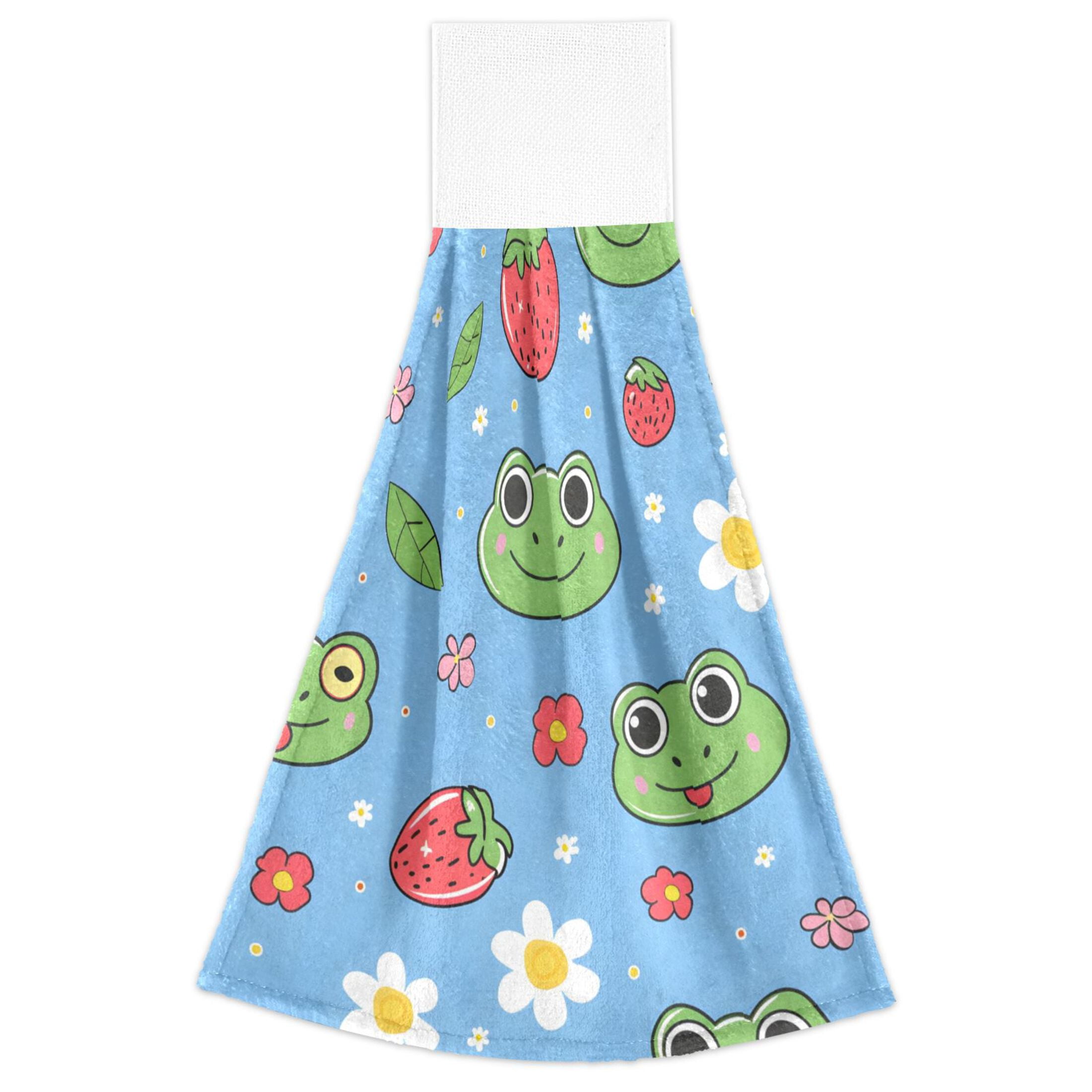 Frog Hand Towels 2 Pack Quick Dry Velvet Soft with Velcro Kitchen Bath ...