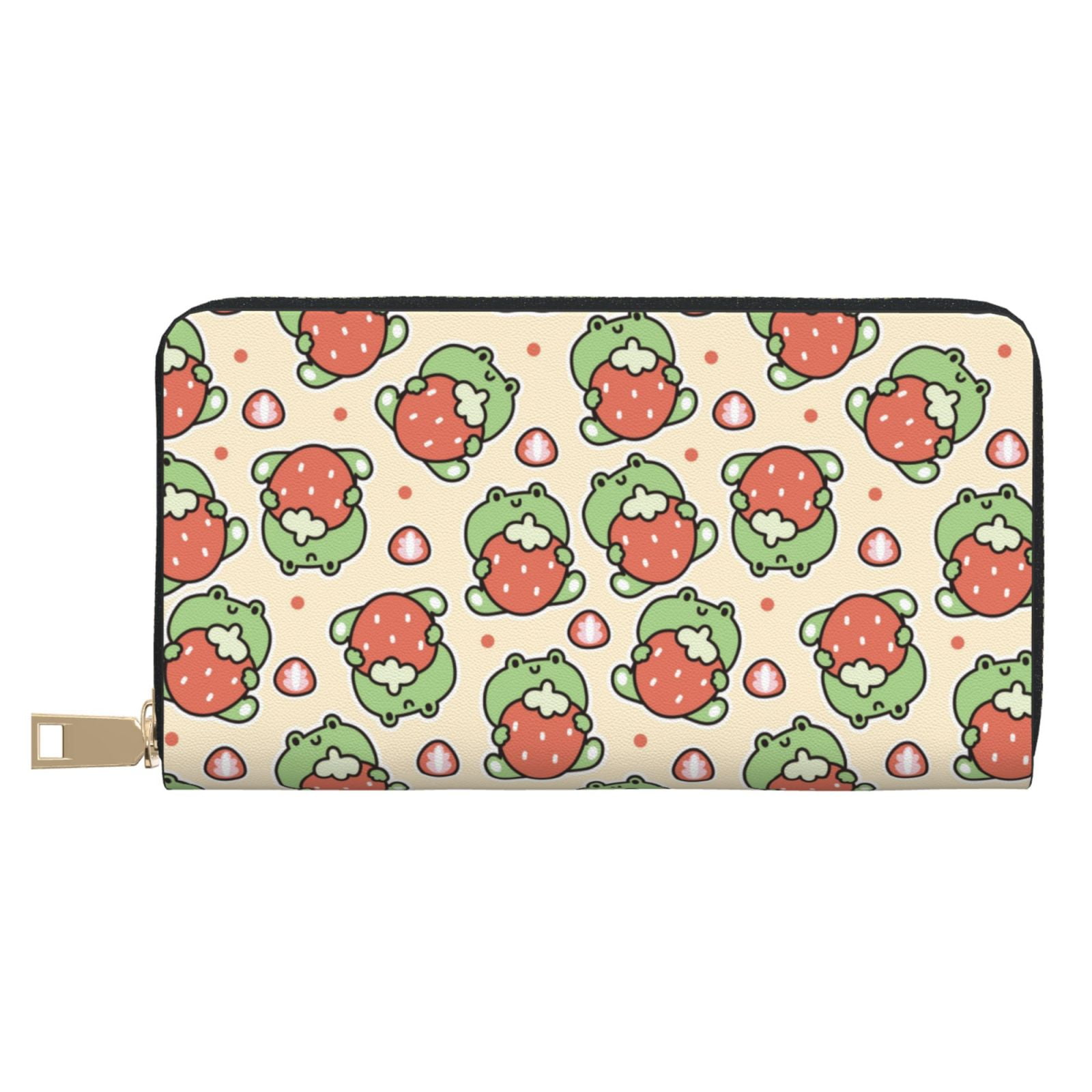 Frog Hold Strawberry Wallet Women, Leather Bifold Multi Card Wallet ...