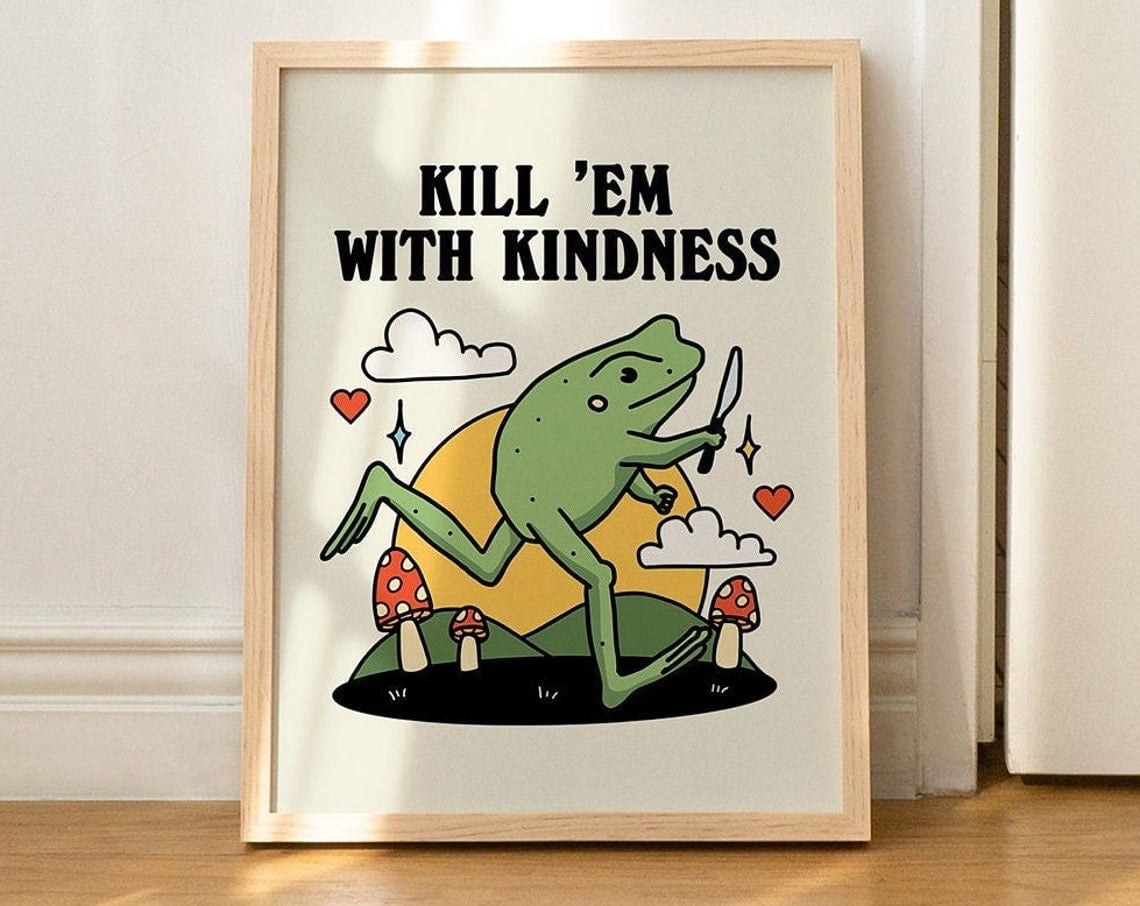 Frog Illustration Wall Print, Kindness Quote, Cute Kids Classroom ...