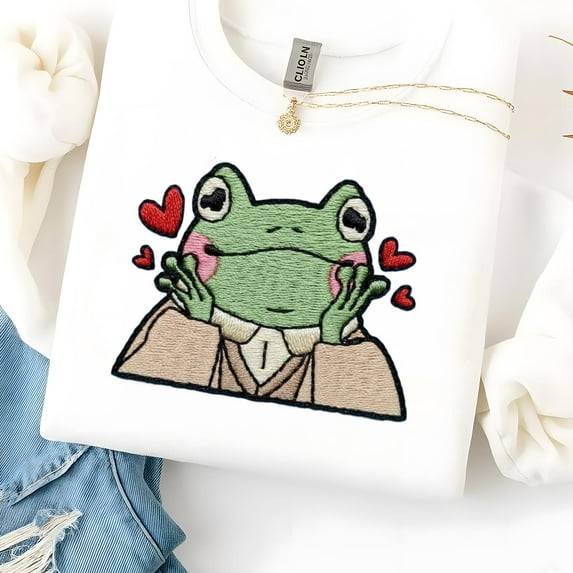 Frog In Love Embroidery Design, Cute Valentine Frog Face, Machine ...
