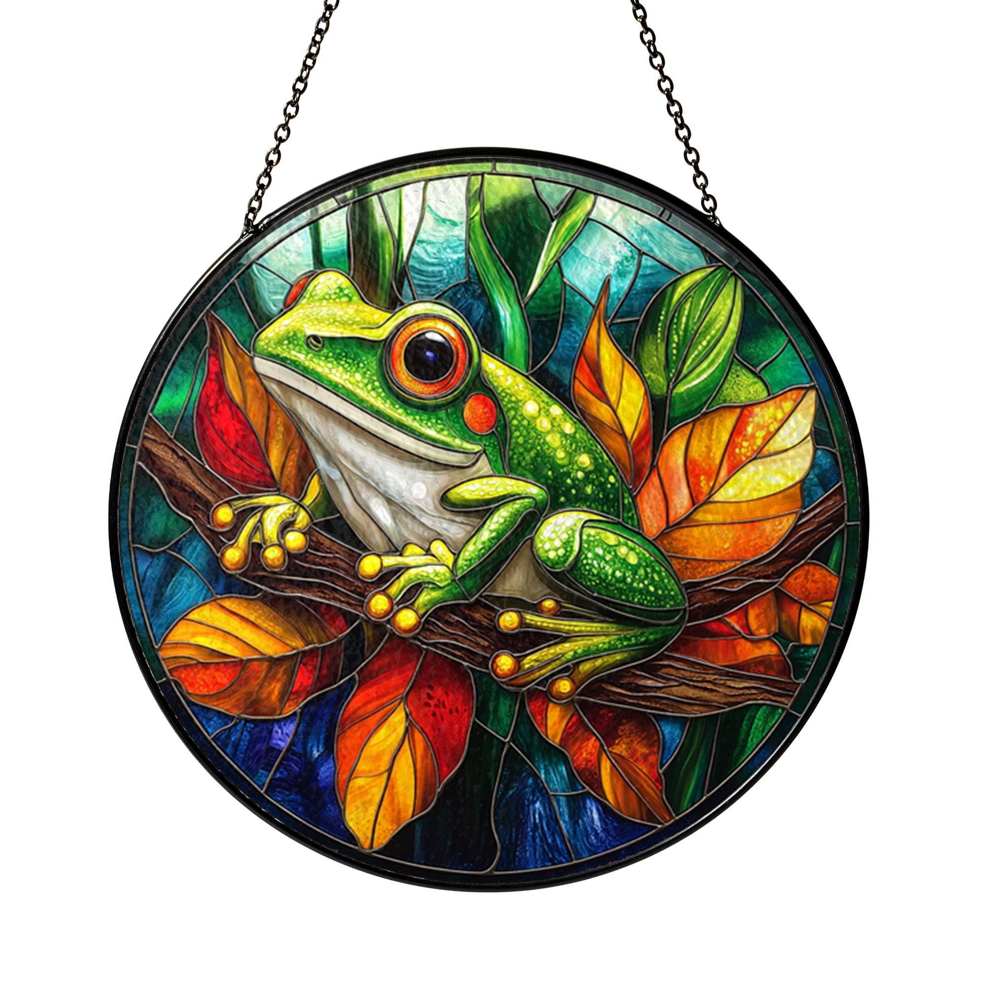 Frog Inspired Glass Style Window Hanging – Botanical Home Decoration ...