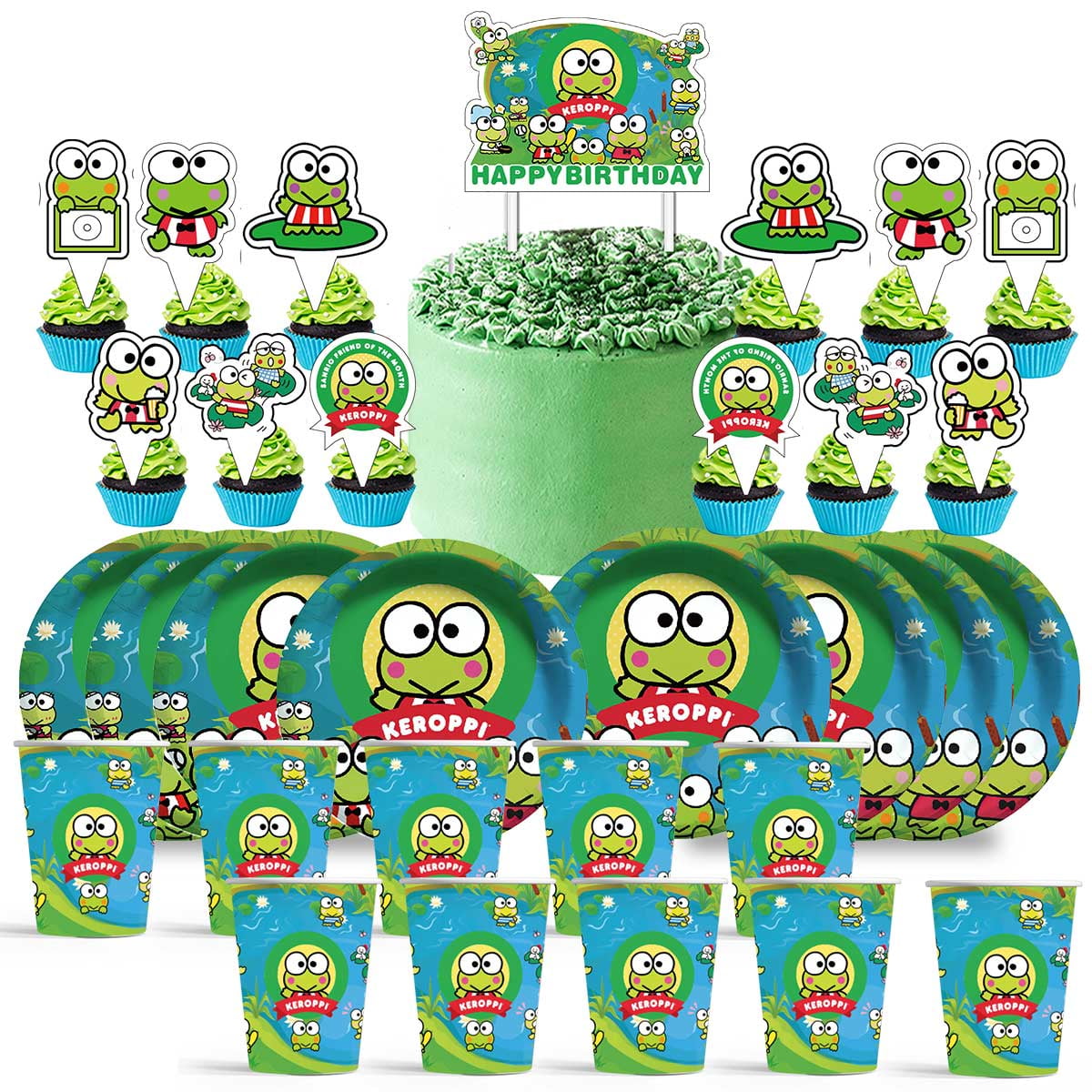 Frog Keroppi Birthday Cups Party Supplies Plates Decorations Cake ...