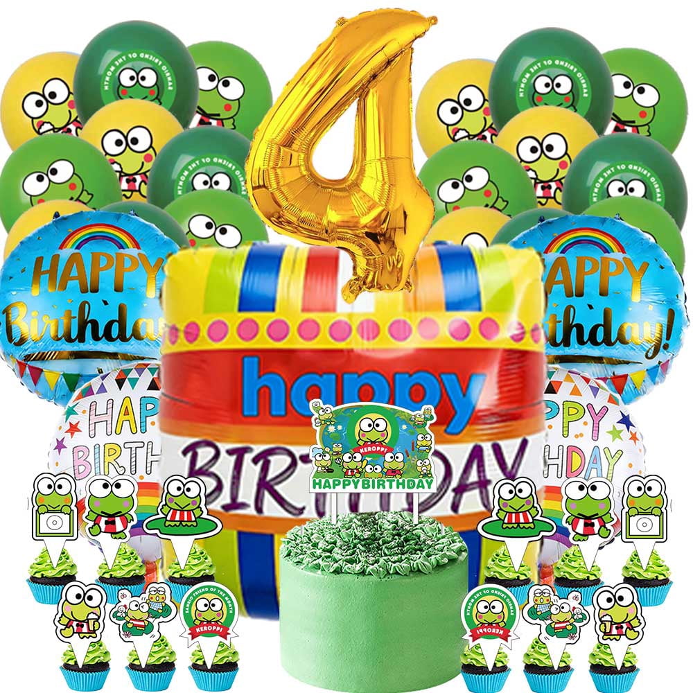 Frog Keroppi Party Supplies 4th Decor Kit Balloons Birthday Cake Topper ...