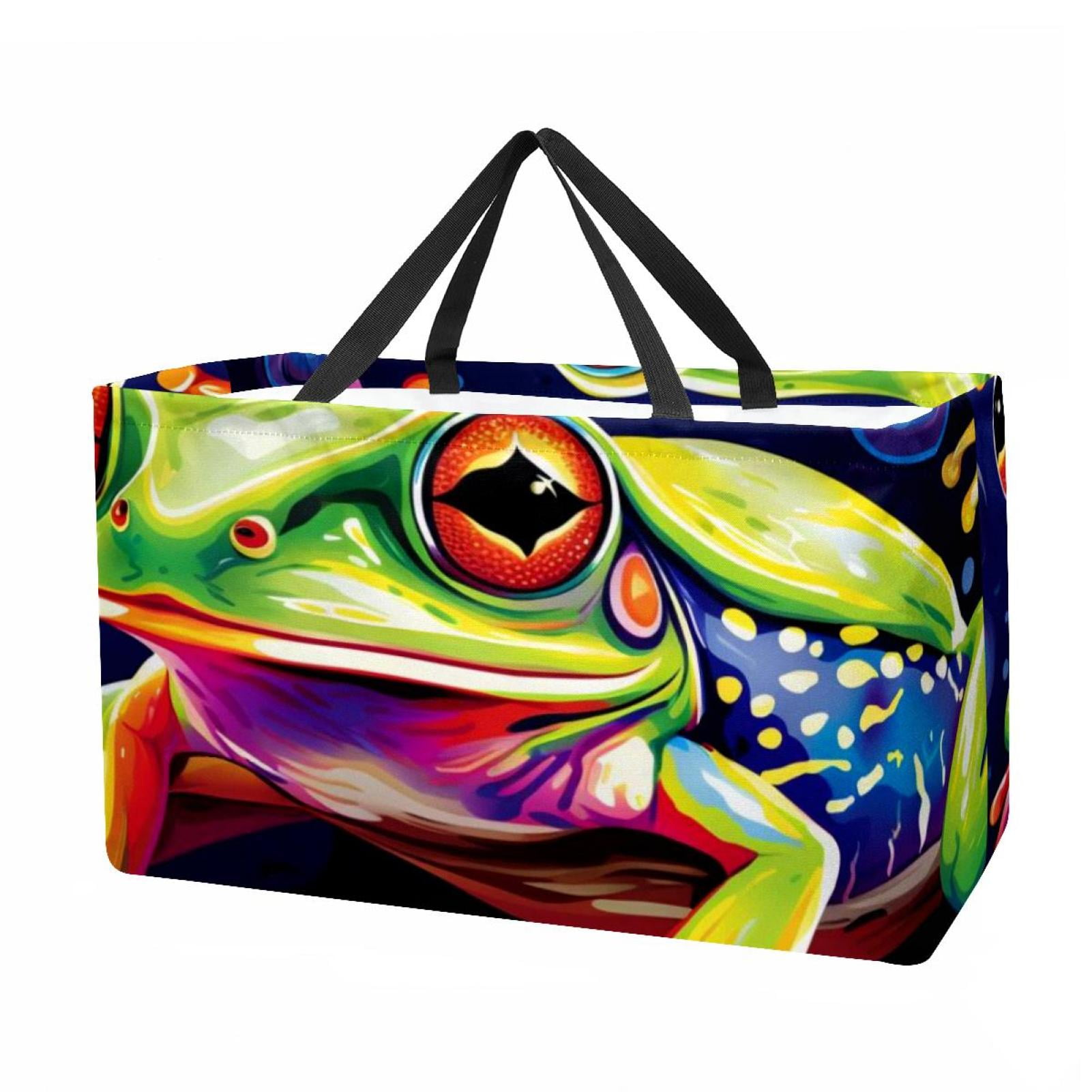 Frog Large Foldable Oxford Cloth Beach Bag Storage Bin Shopping Basket ...
