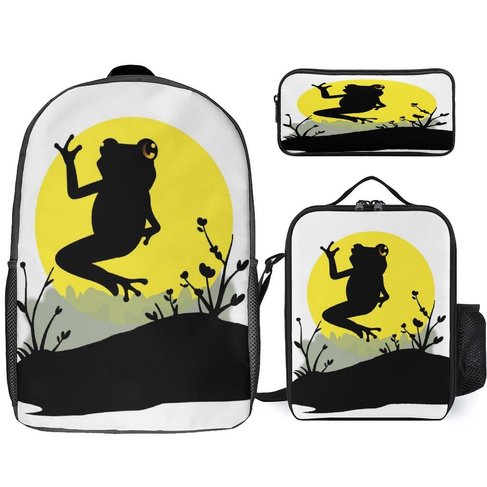 Frog Leaps Moonlit Night Backpack Bookbag Students Bags S Rucksack ...
