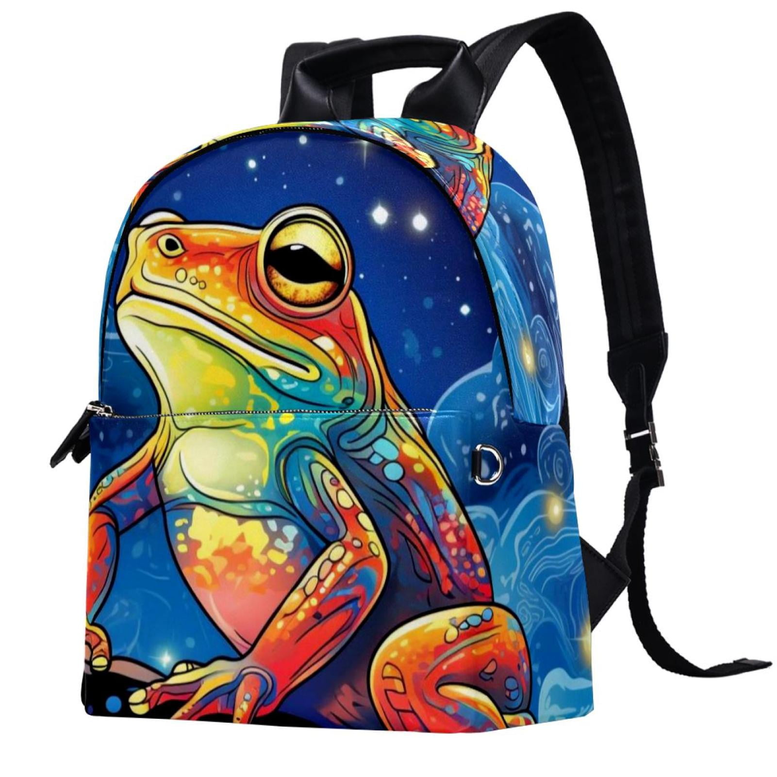 Frog Leather Backpack with Adjustable Shoulder Straps, Large Capacity ...